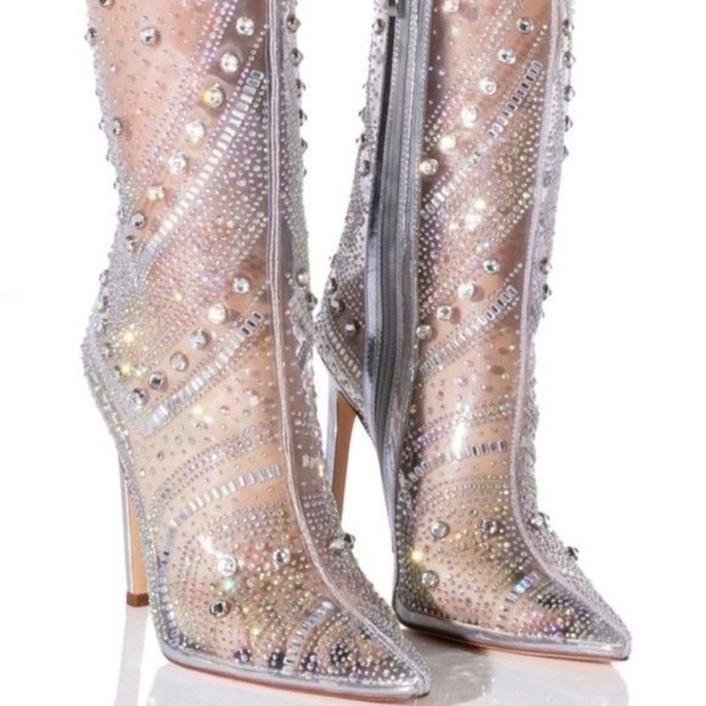 Callie Rella Bling Glass Bootie: Rhinestone Embellish… - Gem